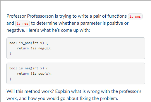Solved Professor Professorson is trying to write a pair of | Chegg.com