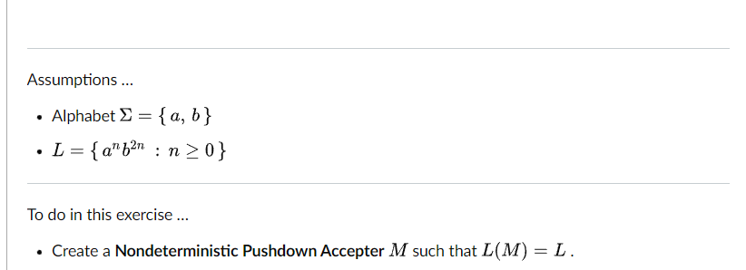 Solved - Alphabet Σ={a,b} - L={anb2n:n≥0} To do in this | Chegg.com
