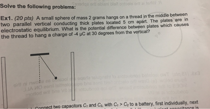 Solved ol Solve the following problems: Ex1. (2 two parallel | Chegg.com