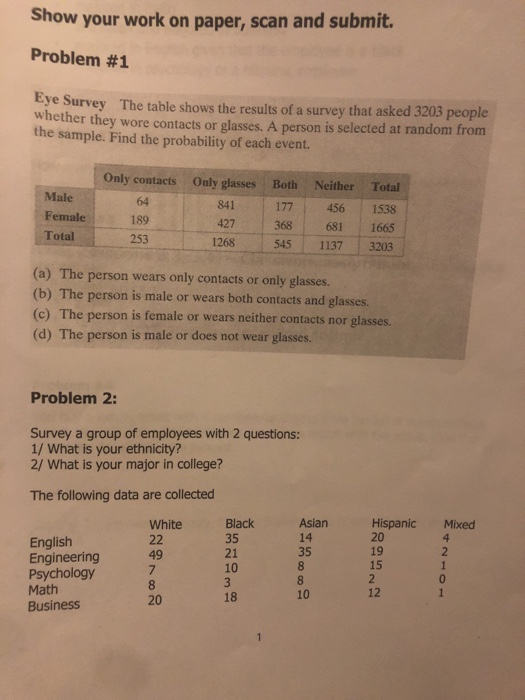 Solved Show your work on paper, scan and submit. Problem #1 | Chegg.com