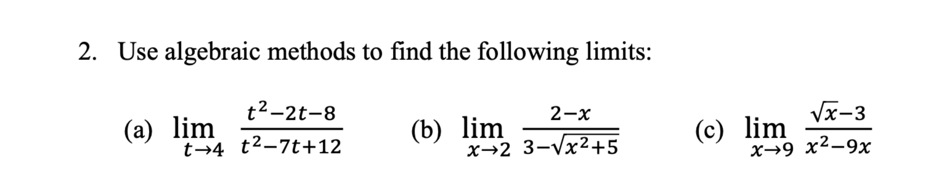 Solved Use algebraic methods to find the following | Chegg.com