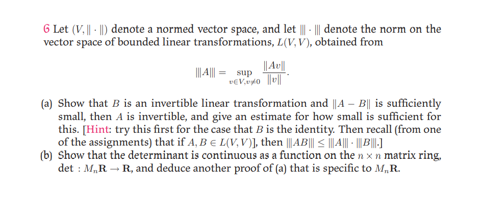 Solved G Let (V,∥⋅∥) denote a normed vector space, and let | Chegg.com