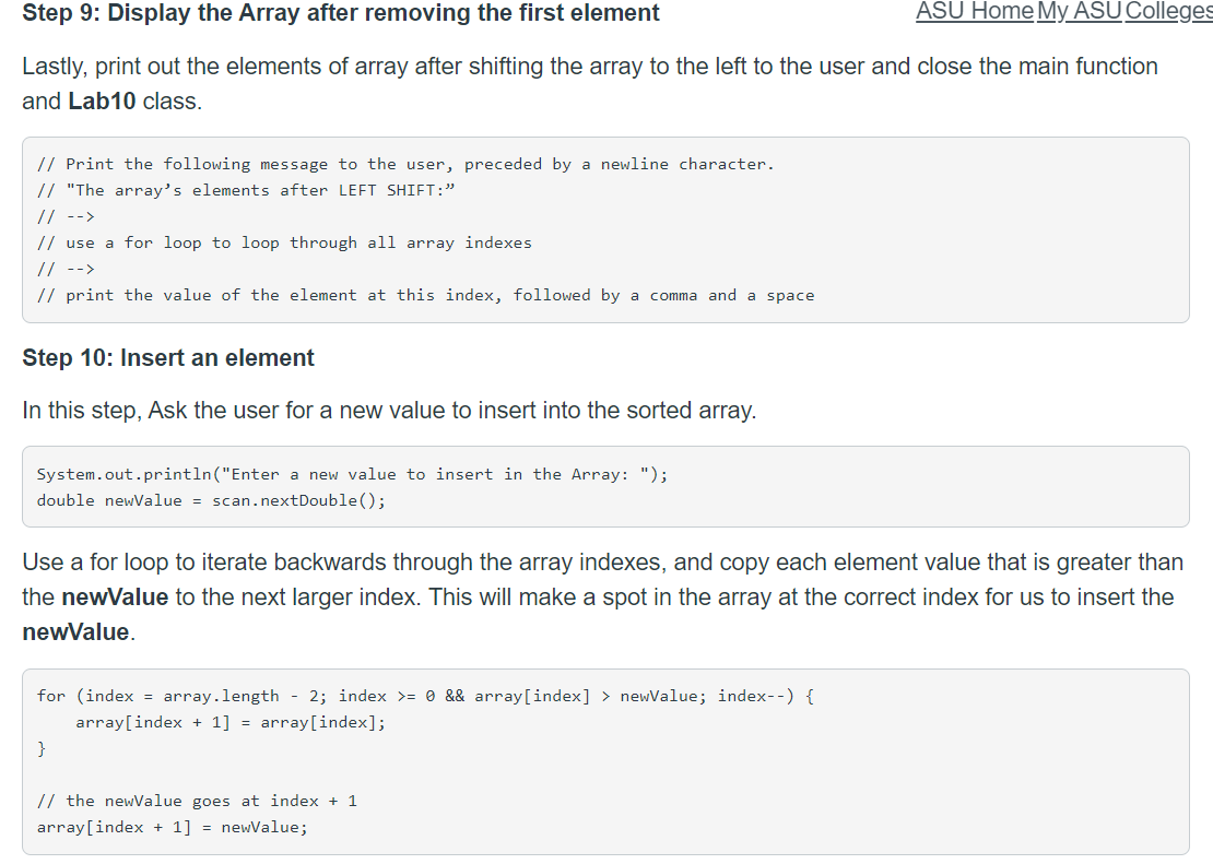 Solved Problem Description ASU Home My ASU College For this | Chegg.com