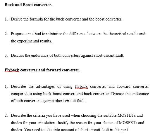 Solved Buck and Boost converter. 1. Derive the formula for | Chegg.com