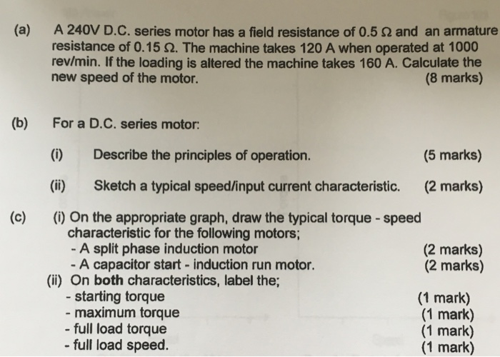 Solved (a) A 240V DC. series motor has a field resistance of | Chegg.com