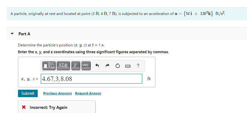 Solved A particle, originally at rest and located at point | Chegg.com