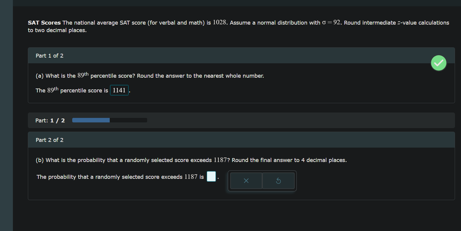 Solved SAT Scores The national average SAT score (for verbal | Chegg.com