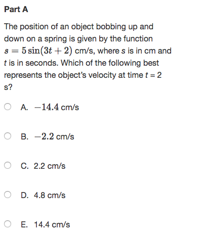 Solved Part A The position of an object bobbing up and down | Chegg.com