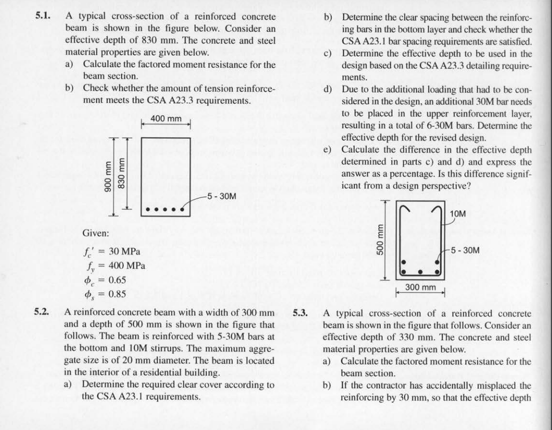 Solved 5.1. A typical cross-section of a reinforced concrete | Chegg.com