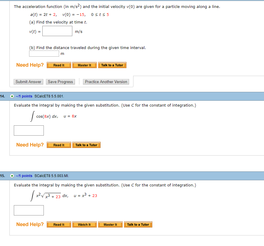Solved The acceleration function (in m/s) and the initial | Chegg.com