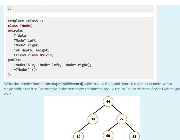 Solved Consider the following BST and TNode class | Chegg.com