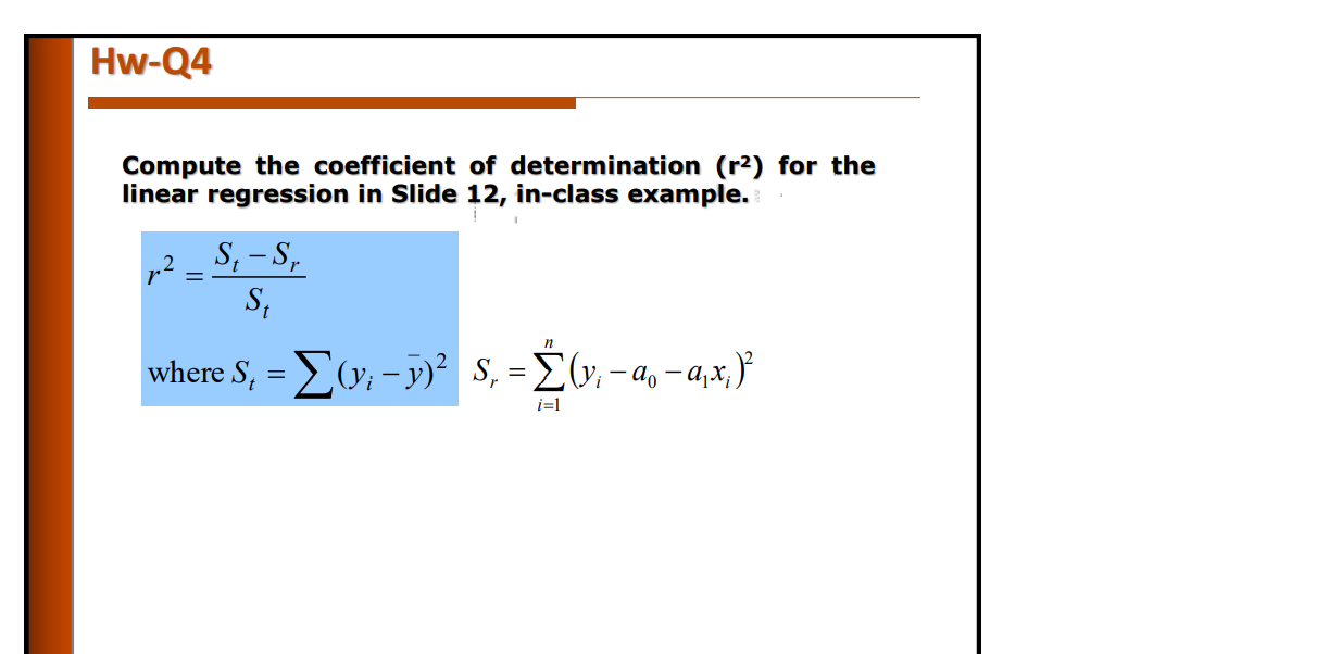Solved Compute the coefficient of determination (r2) for the | Chegg.com