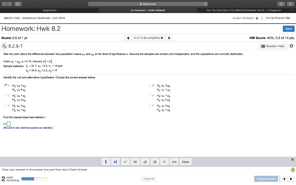 Solved mathxl.com Assignments Do Homework - Auden McBeath | Chegg.com