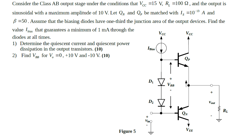 Solved Consider the Class AB output stage under the | Chegg.com