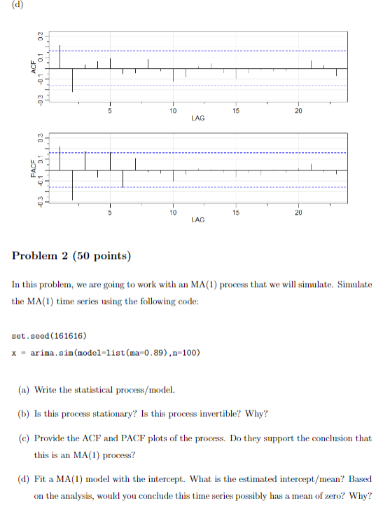 Given the following ACF and PACF plots, determine | Chegg.com