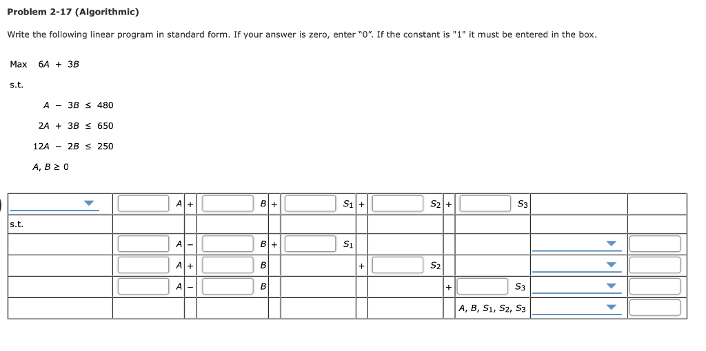 Solved Problem 2-17 (Algorithmic) Write the following linear | Chegg.com Solved Problem 2-17 (Algorithmic) Write the following linear | Chegg.com