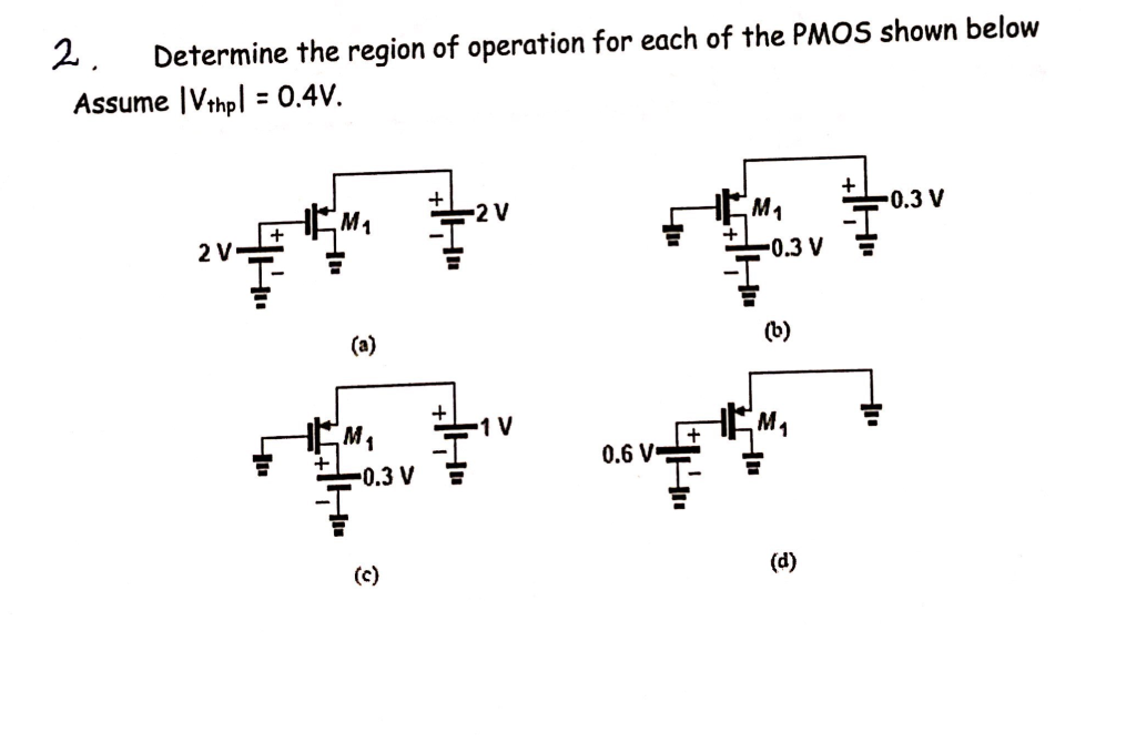 Solved 2. Determine the region of operation for each of the | Chegg.com