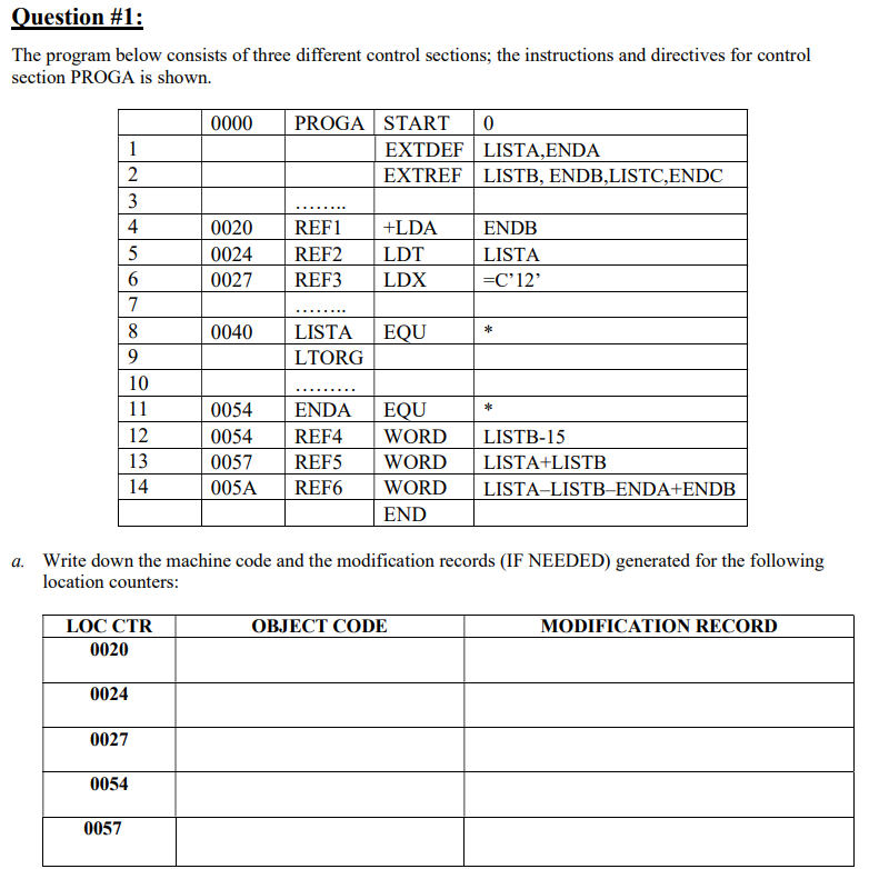 Solved Question Question #1:The program below consists of | Chegg.com