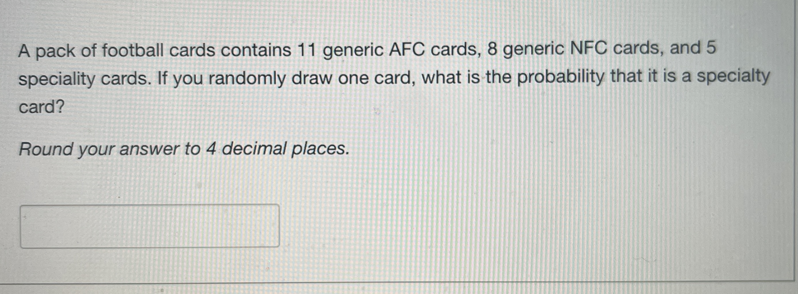 Solved A pack of football cards contains 11 ﻿generic AFC | Chegg.com
