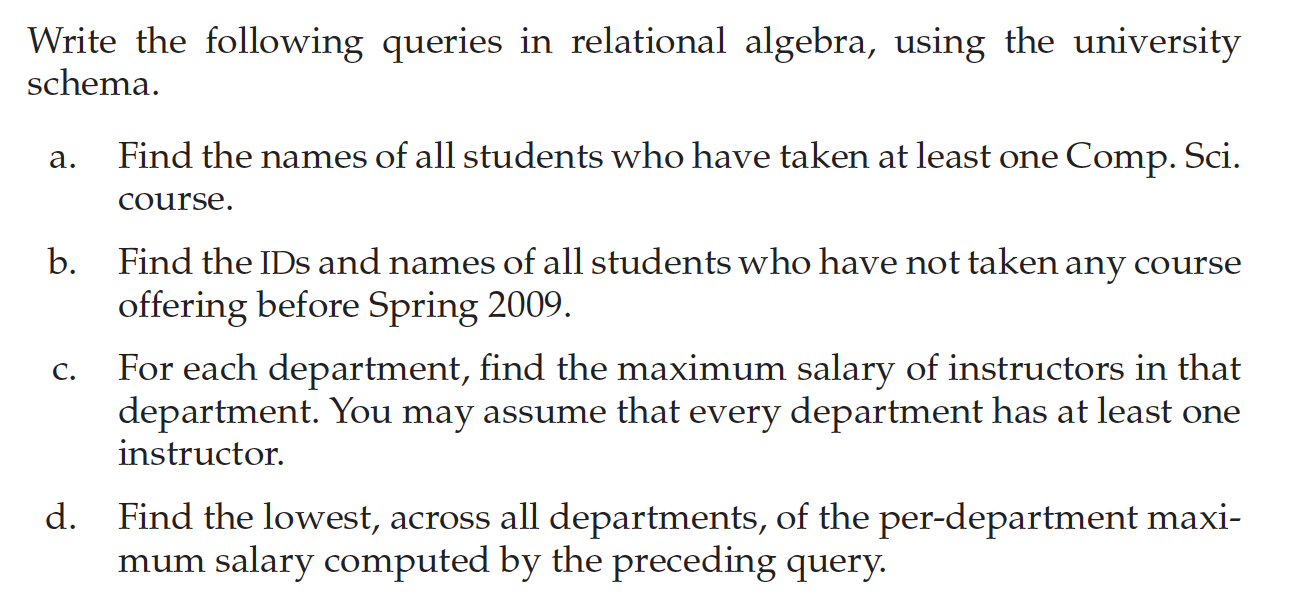 Solved Appendix A Detailed University Schema Write the | Chegg.com