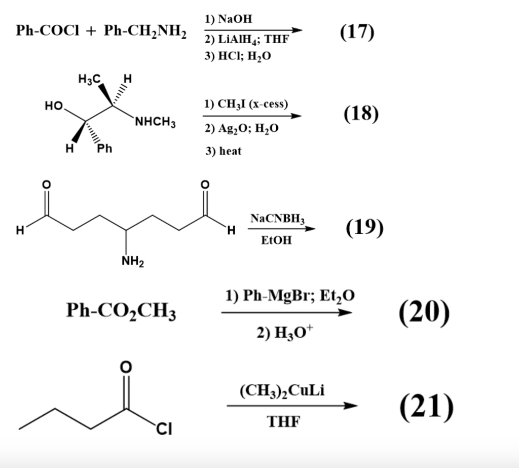 Solved Ph-COCI + Ph-CH2NH2 1) NaOH 2) LiAlH4; THE 3) HCl; | Chegg.com