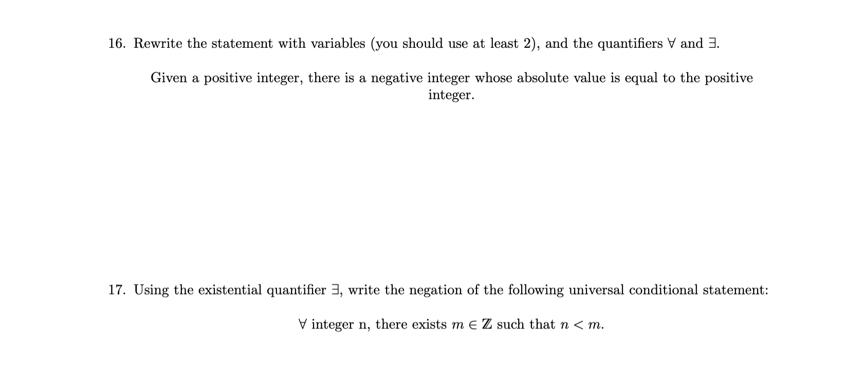 Solved 16. Rewrite the statement with variables (you should | Chegg.com