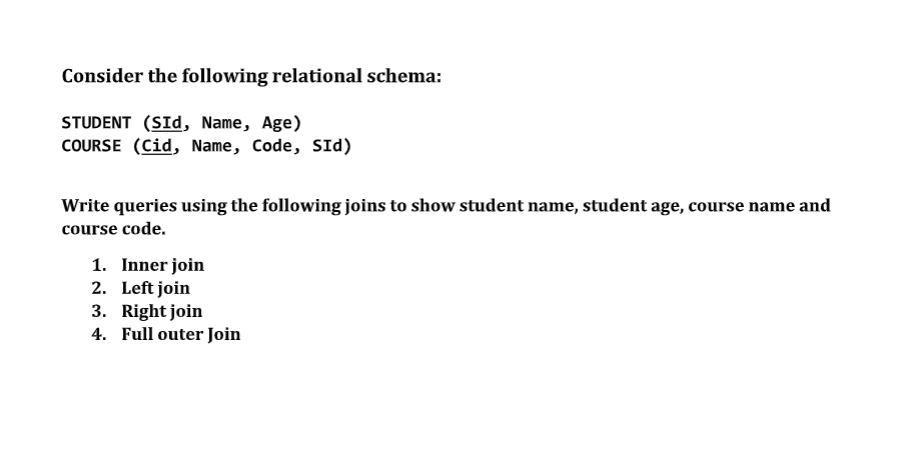 Solved Consider the following relational schema: STUDENT | Chegg.com