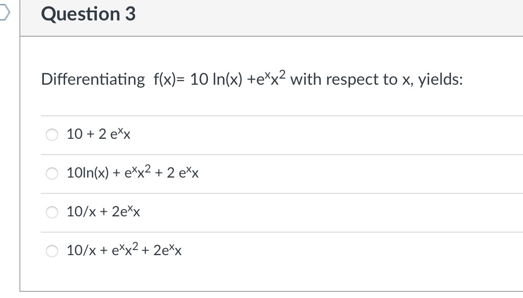 Solved Question 3 Differentiating Fx10 Lnxexx2 9991