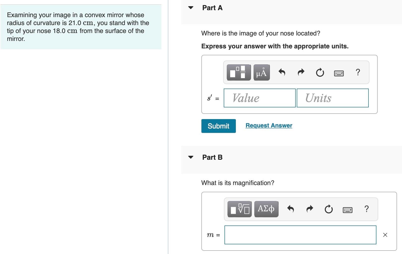 Solved Examining your image in a convex mirror whose radius | Chegg.com