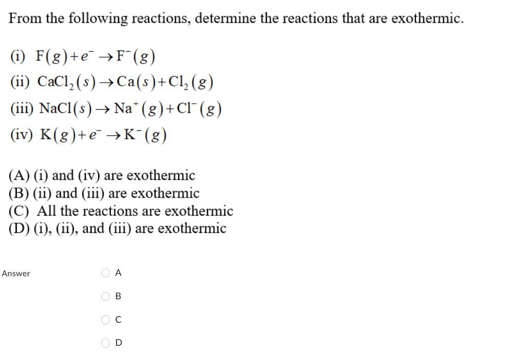 Solved From The Following Reactions Determine The Reactions