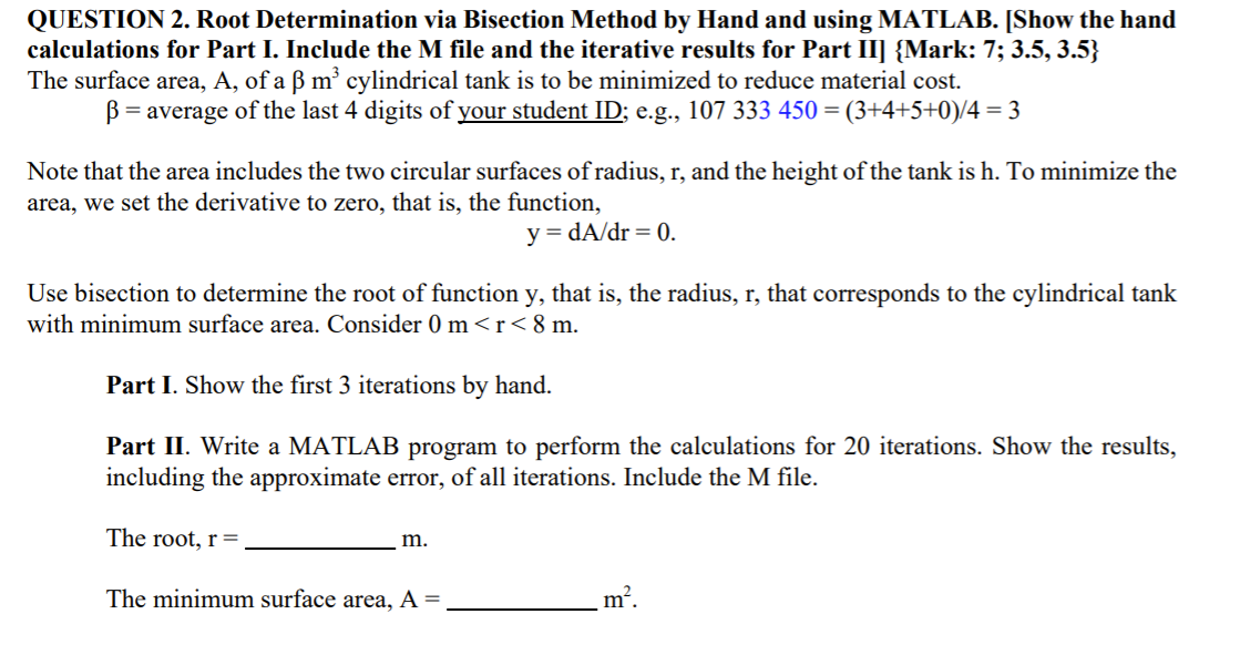 Solved QUESTION 2. Root Determination via Bisection Method | Chegg.com