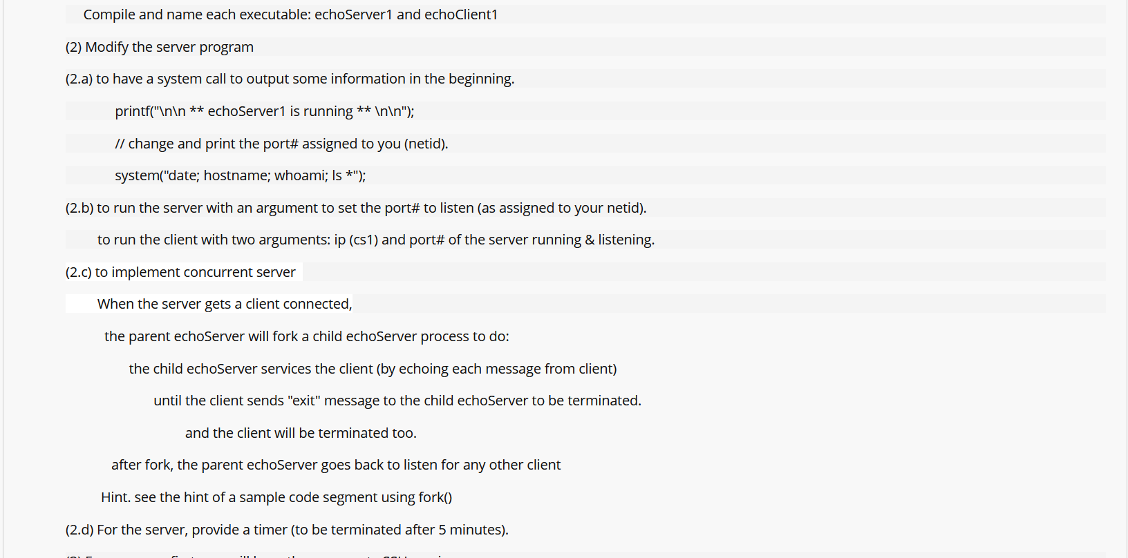 0 For Week 14 Lab1 - concurrent echoServer Attached | Chegg.com