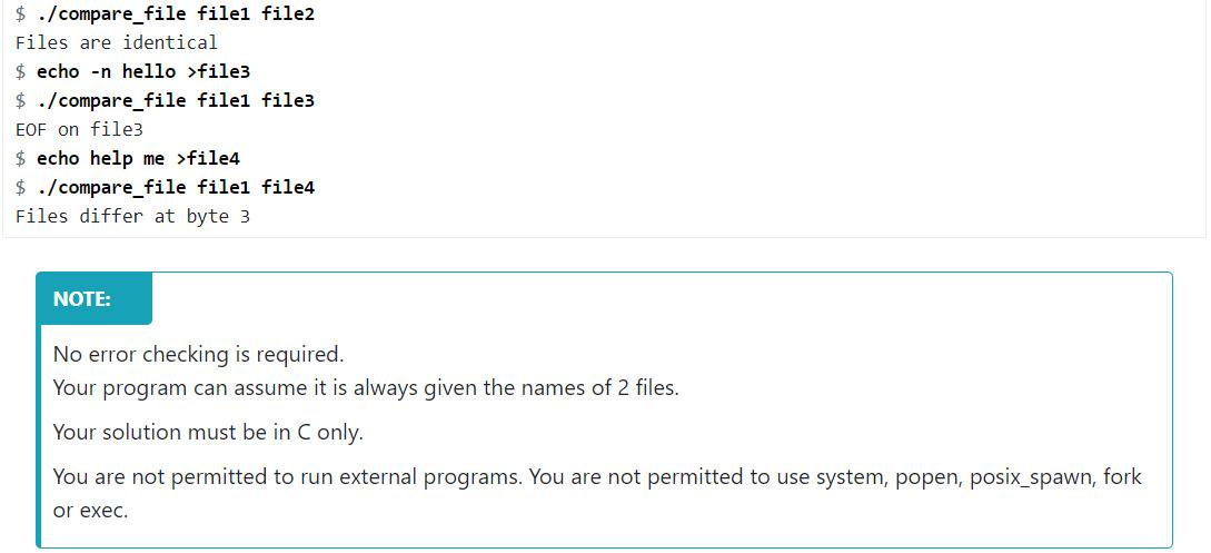 Solved WEEKLY TEST QUESTION: Compare the Bytes of Two Files | Chegg.com