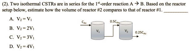 Solved (2). Two isothermal CSTRs are in series for the | Chegg.com