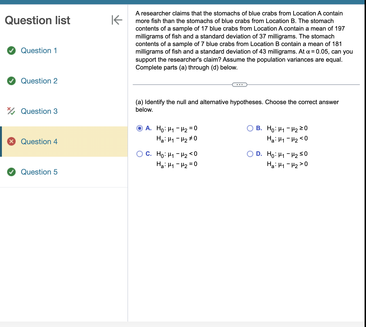 Solved a)Identify the null and alternative hypotheses. | Chegg.com