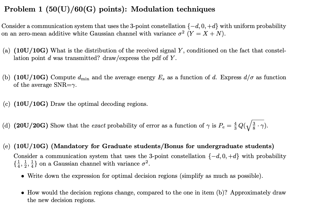 Solved Problem 1(50(U)/60(G) points ) : Modulation | Chegg.com