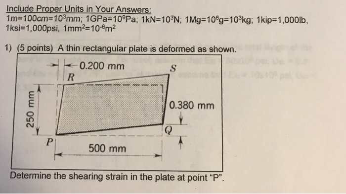 Solved Include Proper Units in Your Answers: 1m=100cm=103mm; | Chegg.com