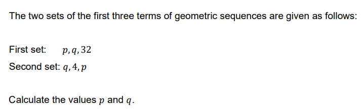Solved Question:The two sets of the first three terms of | Chegg.com