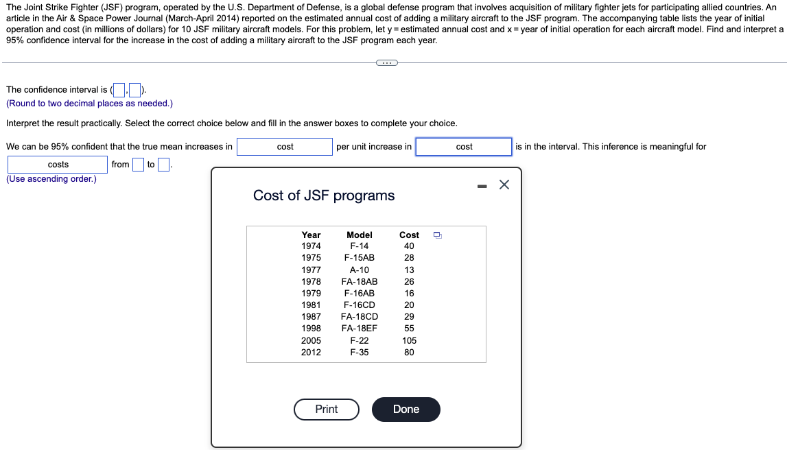 Solved The Joint Strike Fighter (JSF) program, operated by | Chegg.com