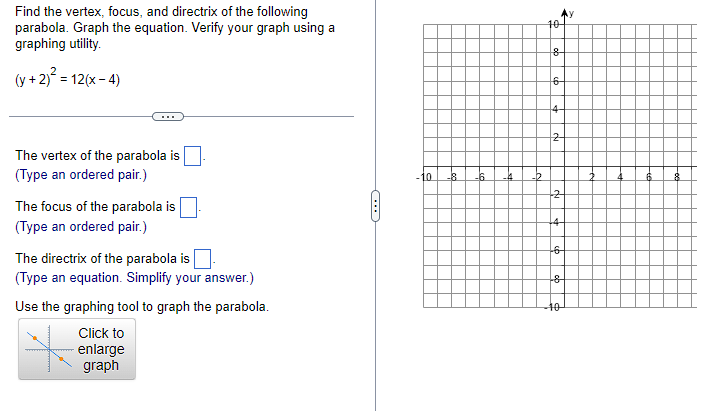 Solved Find the vertex, focus, and directrix of the | Chegg.com