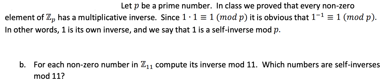 Solved Let p be a prime number. In class we proved that | Chegg.com