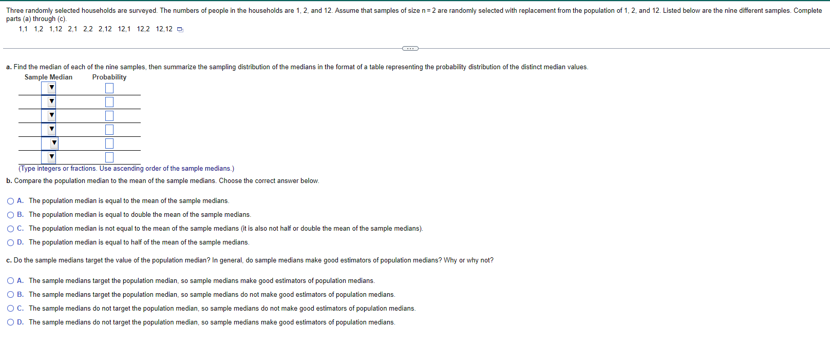 Solved parts (a) through (c) (lype integers or tractions. | Chegg.com