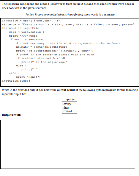 Solved The following code opens and reads a list of words | Chegg.com