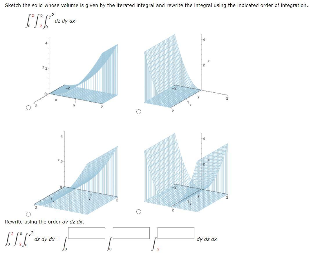 Solved Sketch the solid whose volume is given by the | Chegg.com Solved Sketch the solid whose volume is given by the | Chegg.com