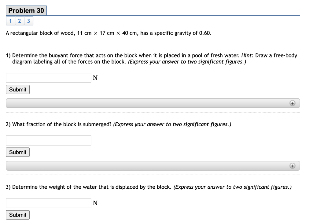 Solved Problem 30 1 2 3 A rectangular block of wood, 11 cm x | Chegg.com