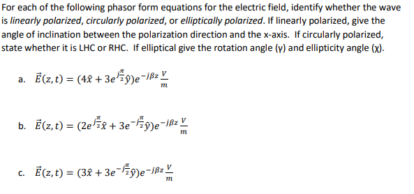 Solved For each of the following phasor form equations for | Chegg.com