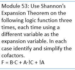 Module 53: Use Shannon's Expansion Theorem on the | Chegg.com