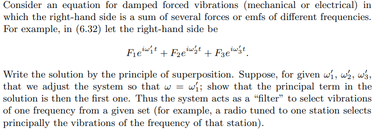Solved Consider an equation for damped forced vibrations | Chegg.com