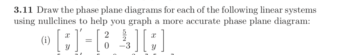 Solved 3.11 Draw the phase plane diagrams for each of the | Chegg.com