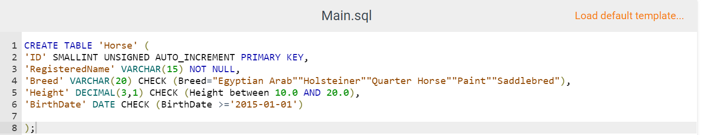Solved Create a Horse table with the following columns, data | Chegg.com
